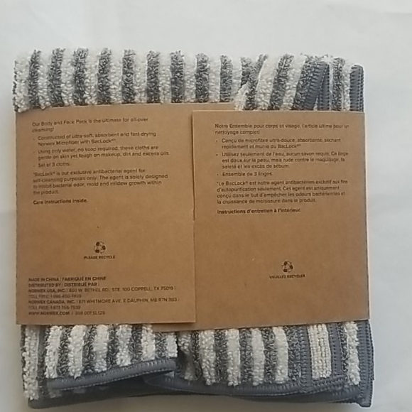 Norwex | Bath | Bath And Face Towels Gray And White Striped Set Of ...